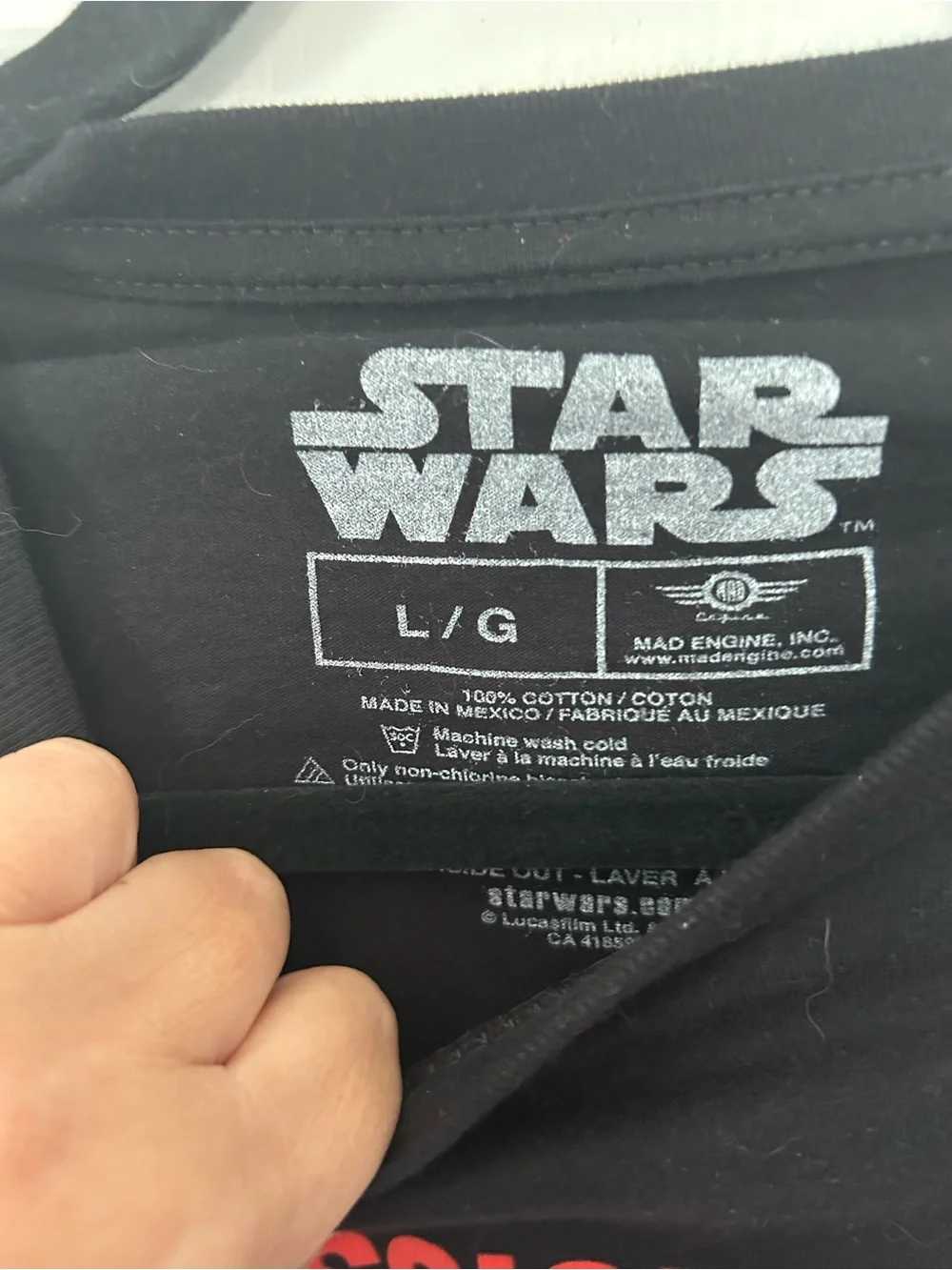 Star Wars | Shirts | Star Wars Black Tee With Silver Neck Logo Print ...
